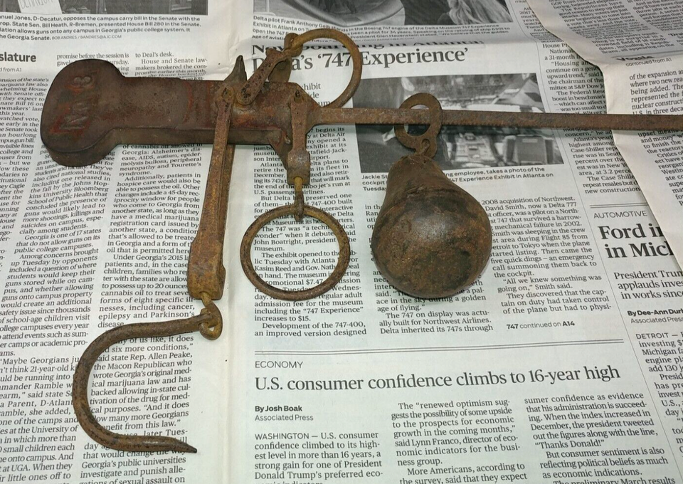 Antique NO. 3 Hanging Scale Iron Blacksmith Farm Scale Balance Tool ...