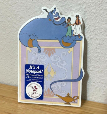 Vintage 90s NEW Disney Store Aladdin Die-Cut Notepad Note Pad Paper ...
