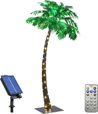 Lightshare Gorgeous Solar Palm Tree Artificial Tree, 96LED Lights, 7FT ...