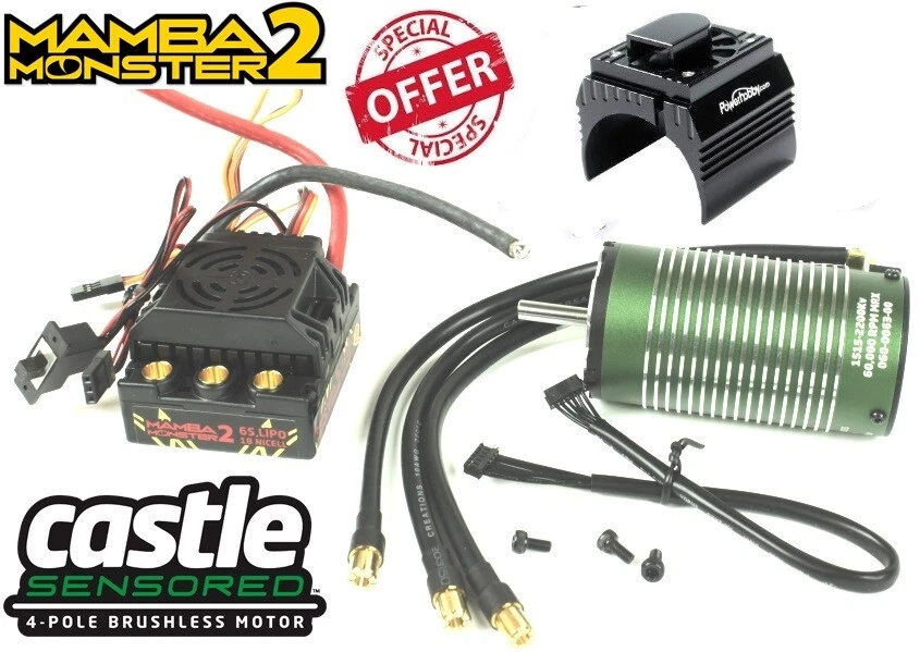Castle Creations Mamba Monster X 8S ESC 1717 1650KV Motor, 45% OFF