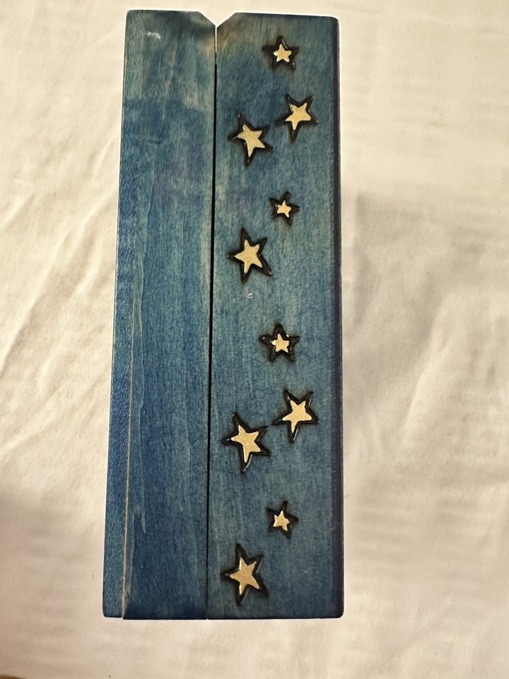 Art Nouveau Angel Wooden Box Stained Glass Style Laser Cut Carved Stars ...