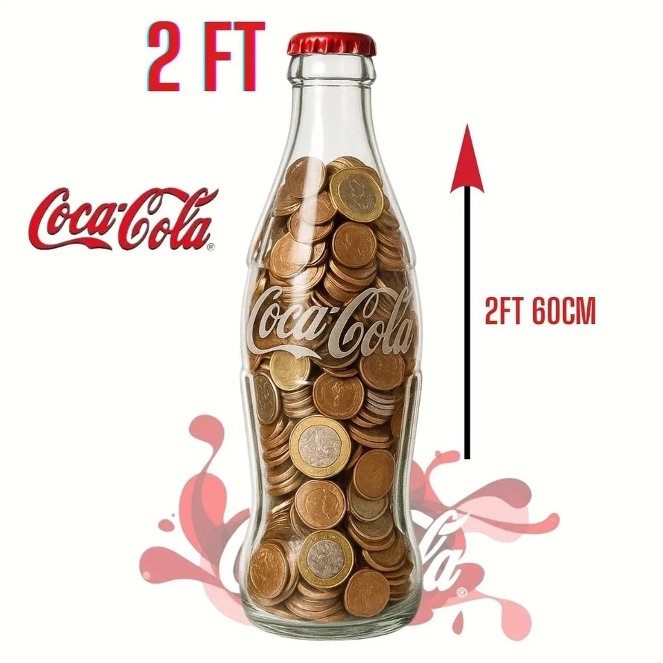 2FT Giant Coca Cola Money Bottle Plastic Bottle Saving Coin Piggy Bank ...