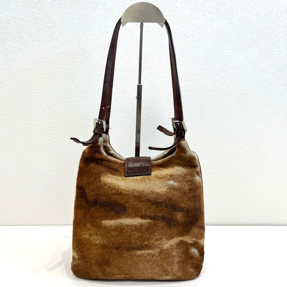 Fendi Mamma Unborn Calf Hair Shoulder Bag Brown Leather Vintage Rare ...