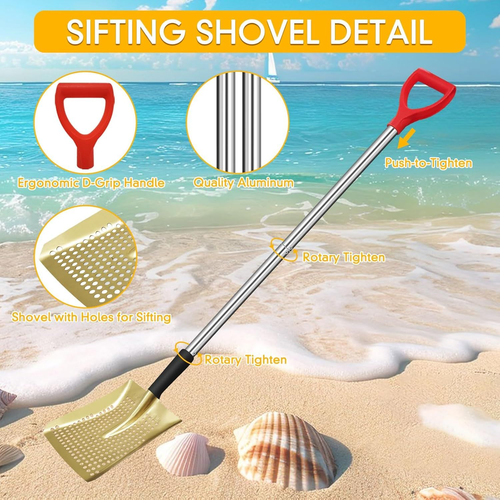 Sifting Shovel, Heavy Duty Metal Sand Sifter for The Beach, 53.5" Long ...