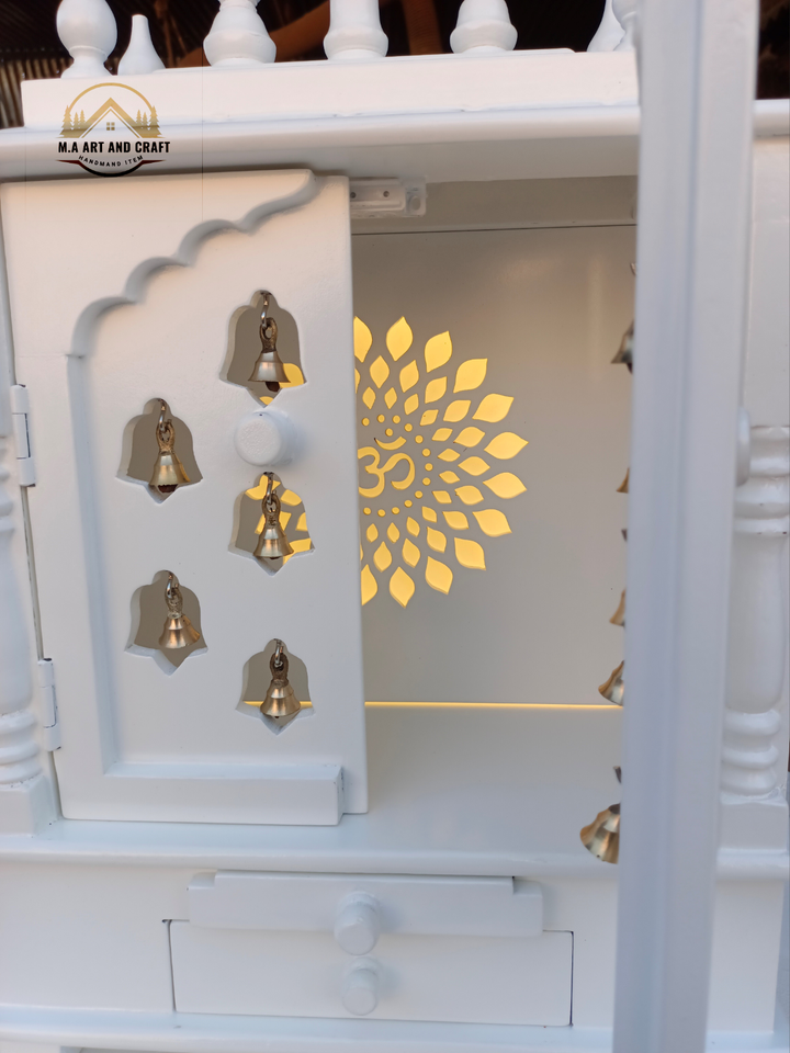 Wooden Temple Mandir Beautiful Hanging Bells Handcrafted Mandir Pooja ...