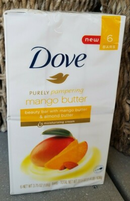 DOVE MANGO BUTTER BEAUTY BAR SOAP 6 PK Bars 3.75 OZ EACH Made in USA ...