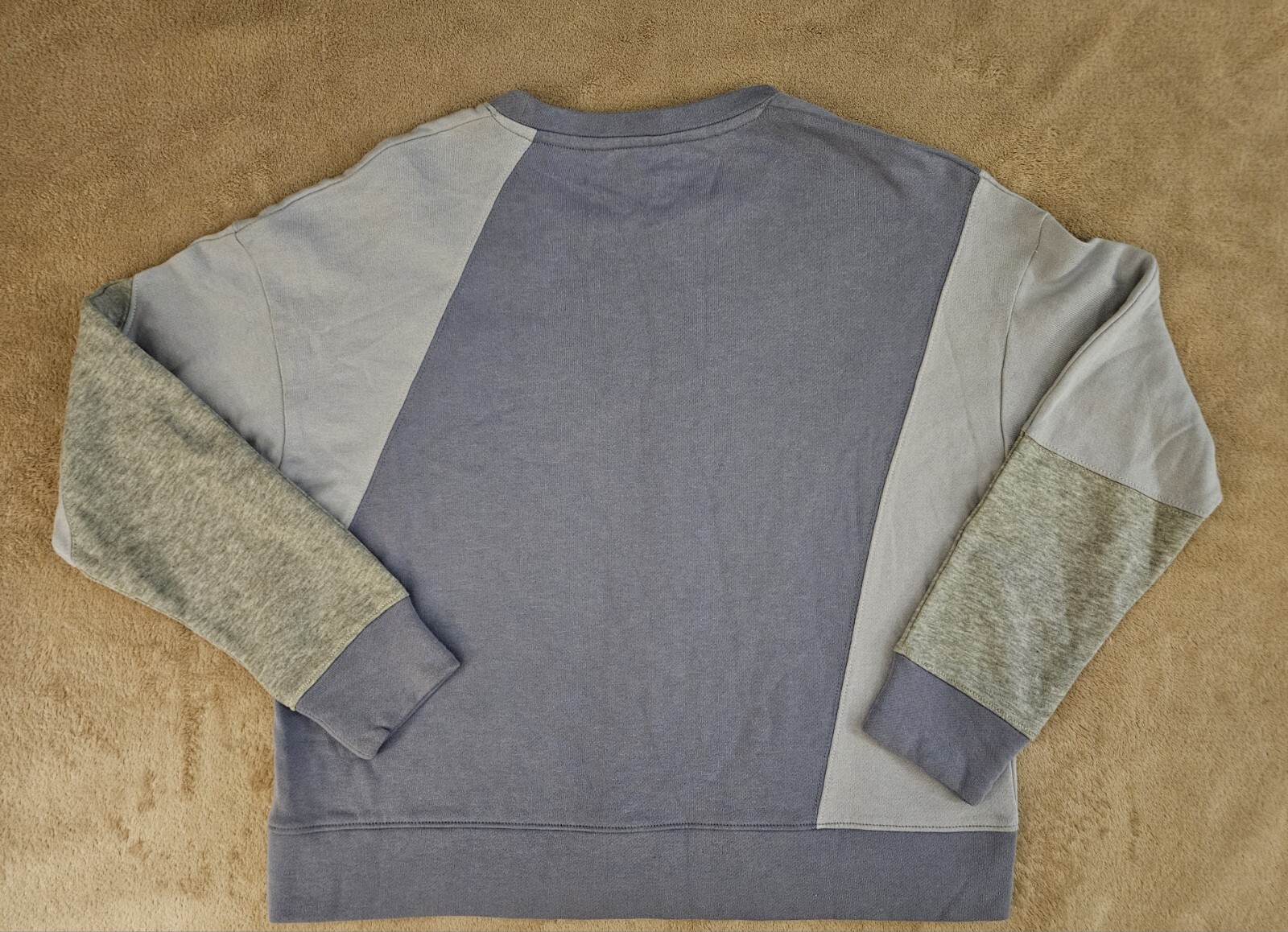 Splendid Colorblock Crewneck Fleece Sweatshirt Sky Multi Women’s Size ...