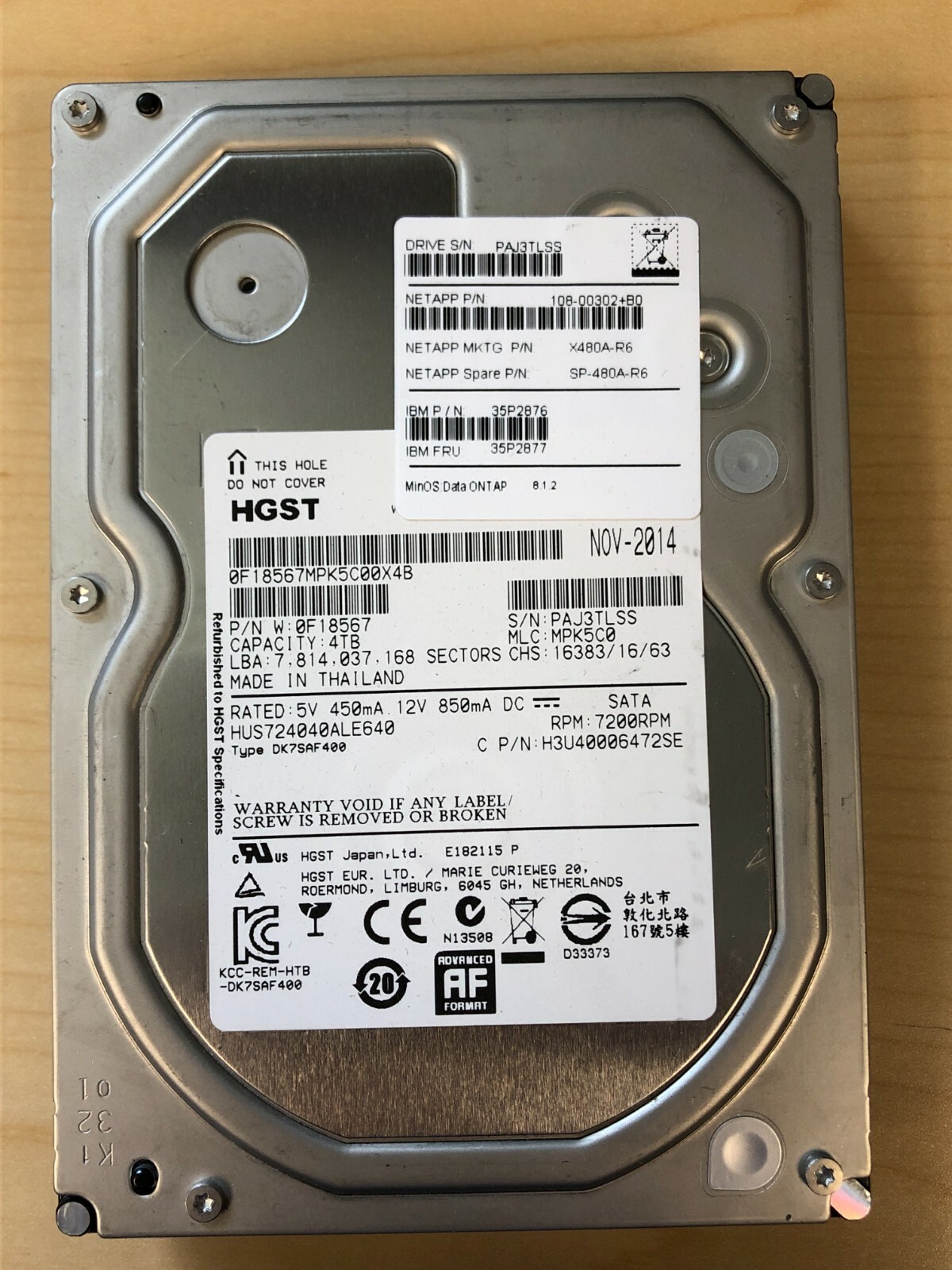 LOT OF 5: HUS724040ALE640 4TB HGST SATA 3.5" 7200RPM HDD Internal Hard ...