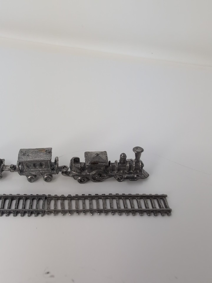 Vintage Miniature Die Cast Pewter 11 Piece Train Set w/ Tracks RAM ...