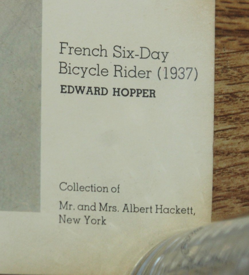 Vintage EDWARD HOPPER Print SIX-DAY BICYCLE RIDER Shorewood Publishers ...