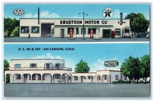 Knudston's Motel Knudston's Motor Co. Texaco Gas Station Kit Carson CO Postcard | eBay
