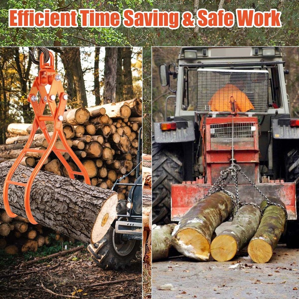 Timber Claw Hook 28 inch 4 Claw Log Grapple Heavy Duty Logging Tongs ...