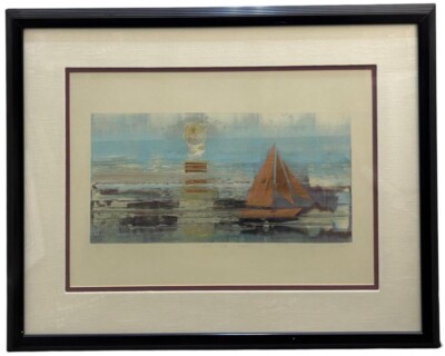 Robert Alan DeVoe Signed 1985 Collage Monoprint Lithograph “Hurry Home ...