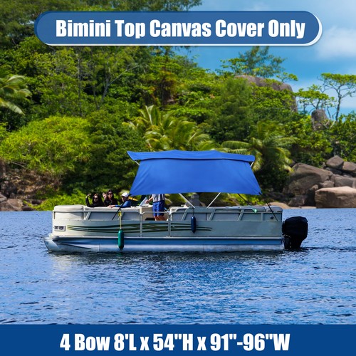 600D 4Bow 8'Lx54"Hx91"-96"W Bimini Top Canvas and Detachable Side ...