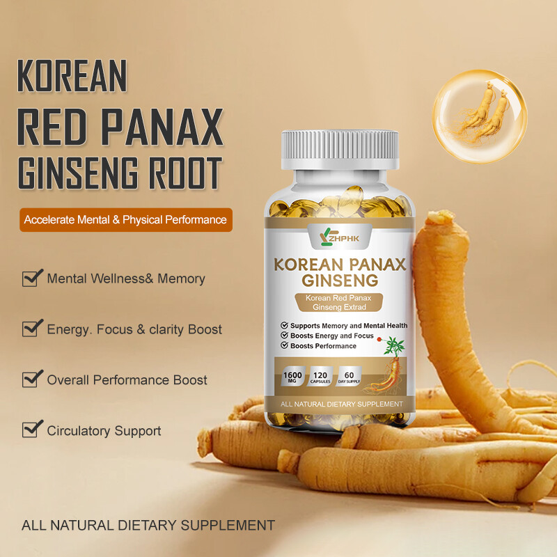 Korean Red Panax Ginseng 1600mg 120 Capsules Energy Libido Testosterone ...