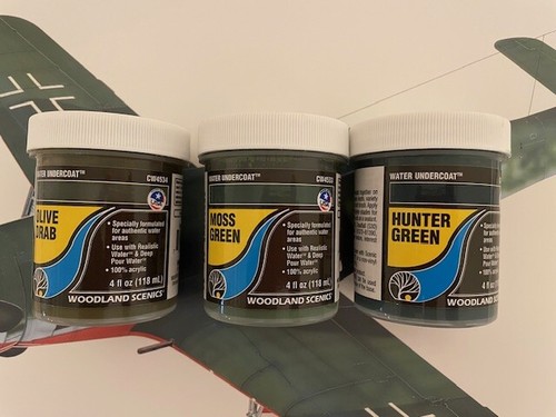 Woodland Scenics Water Undercoat 6pk bundle Moss & Hunter Green Olive ...