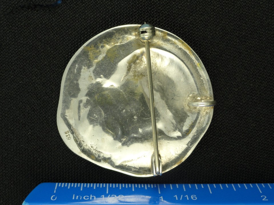 FABULOUS ONE OF A KIND 19 c GERMAN 835 SILVER EMBOSSED GREEK COIN PIN ...