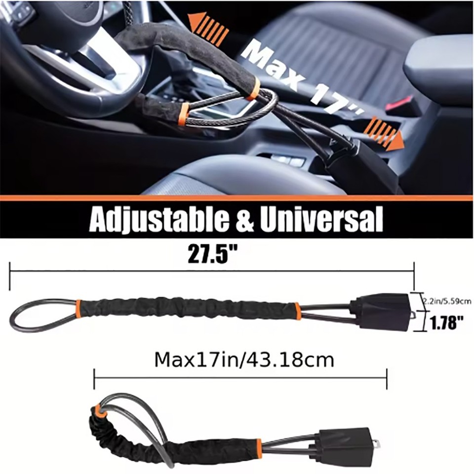 Adjustable Car Steering Wheel Seat Belt Lock Anti-Theft Reinforced ...