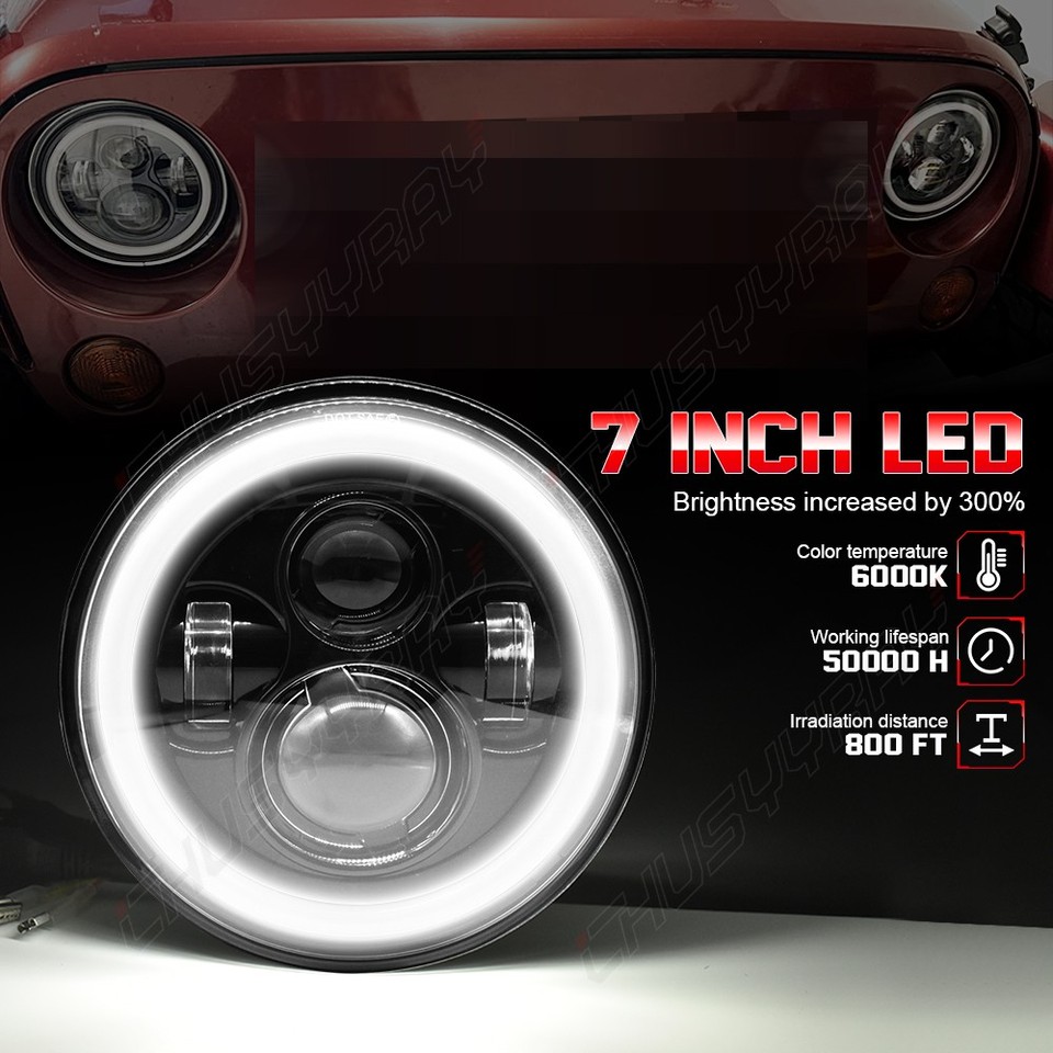 Fit 1975-1980 Chevy K10 K20 K5 Blazer 7 inch Round LED Headlight Hi-Lo ...