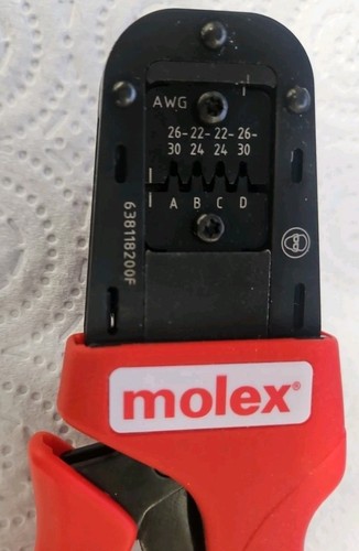 (MOLEX) 638118200F Hand Crimp Tool for KK 2.54mm Crimp Terminals, 30-22 ...