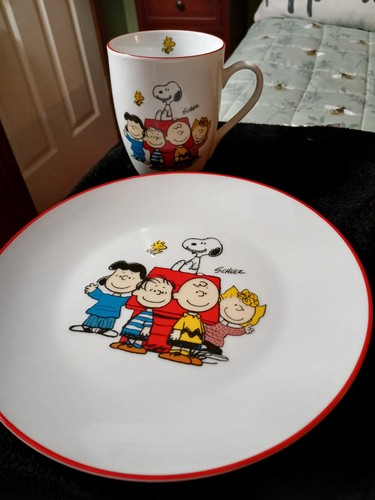 Set of Peanuts Snoopy Charlie Brown Vermont Country Store Plate & Mug ...
