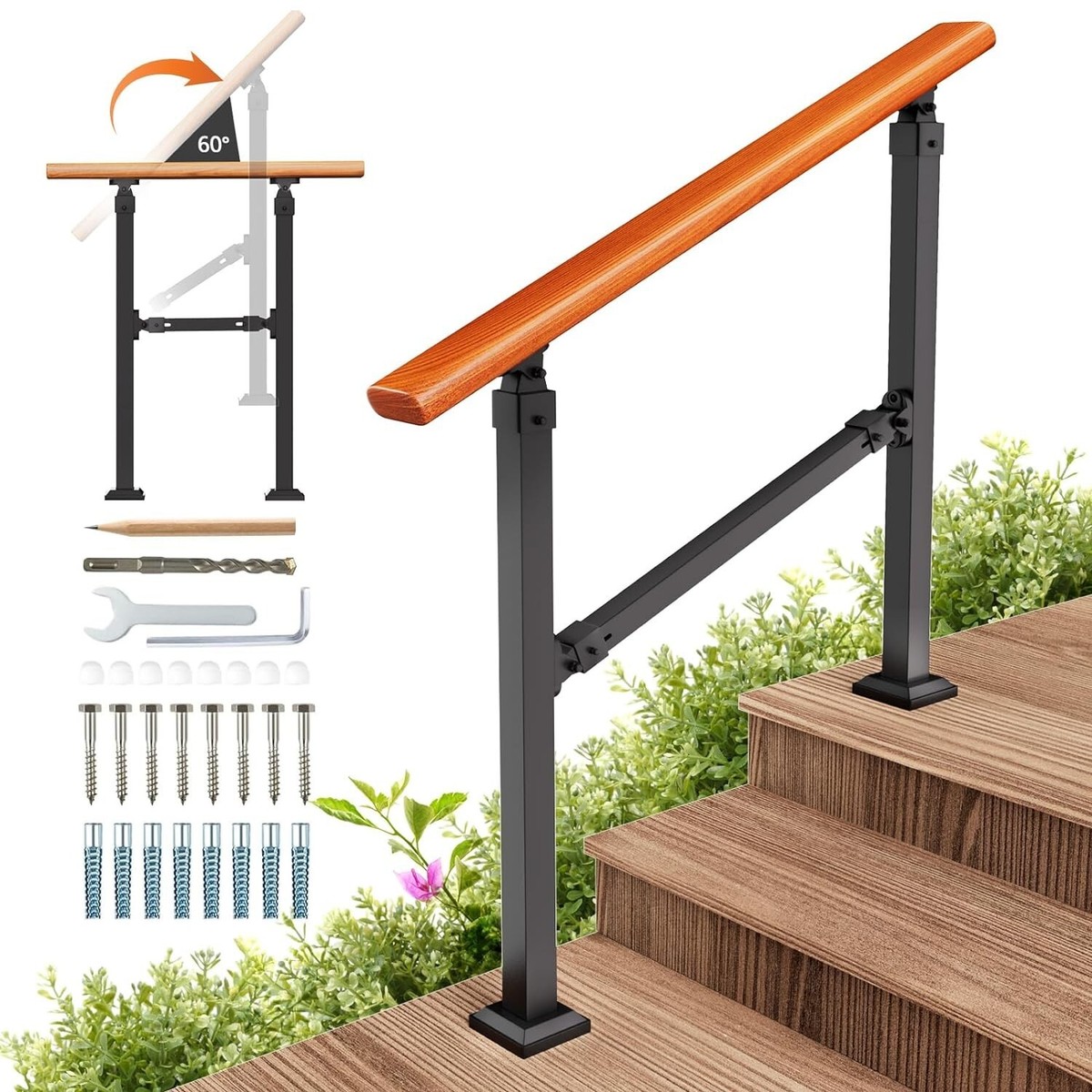 Exterior Metal Stair Handrails Short Horizontal Round Bar For Stair