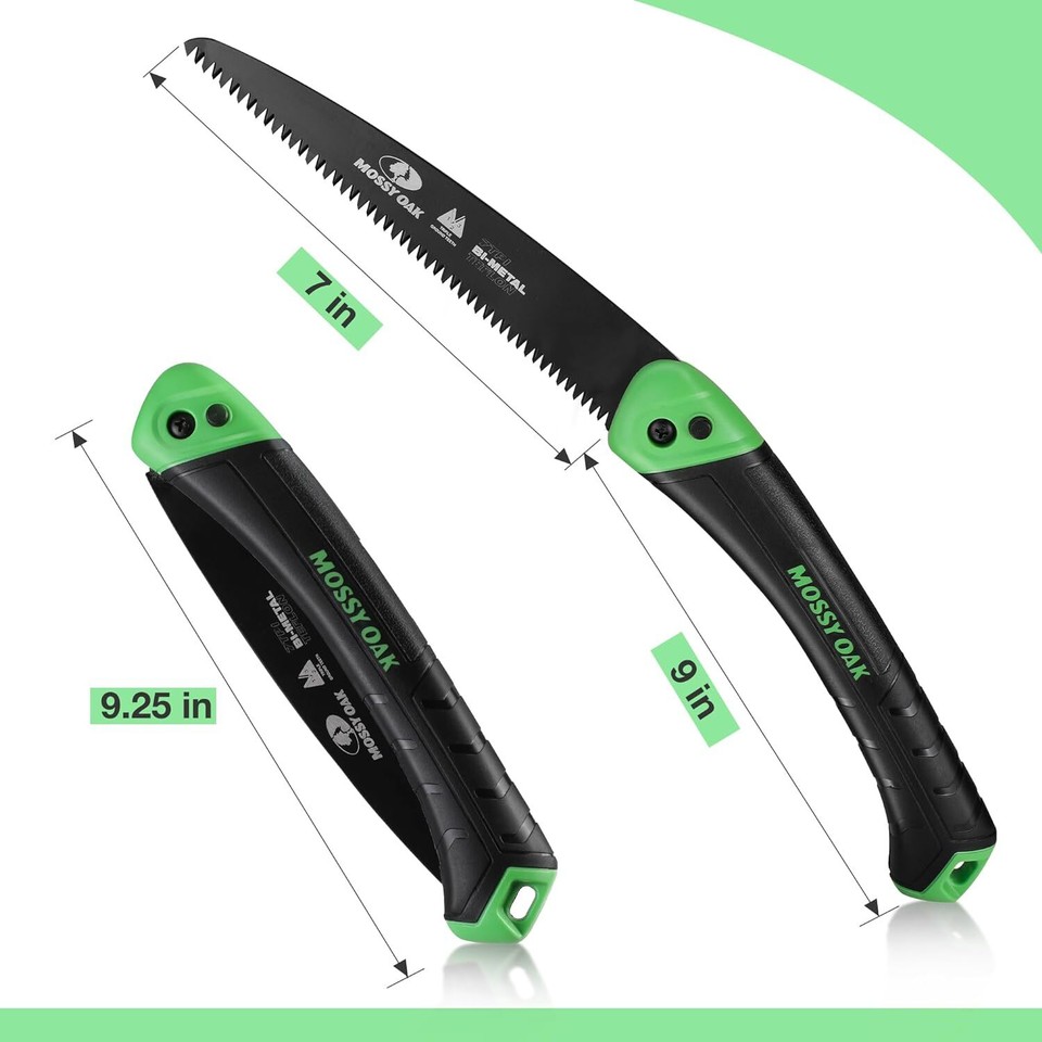 MOSSY OAK Folding Saw - 7 Inch Hand Saw with Pouch, D6A and M2 Bimetal ...