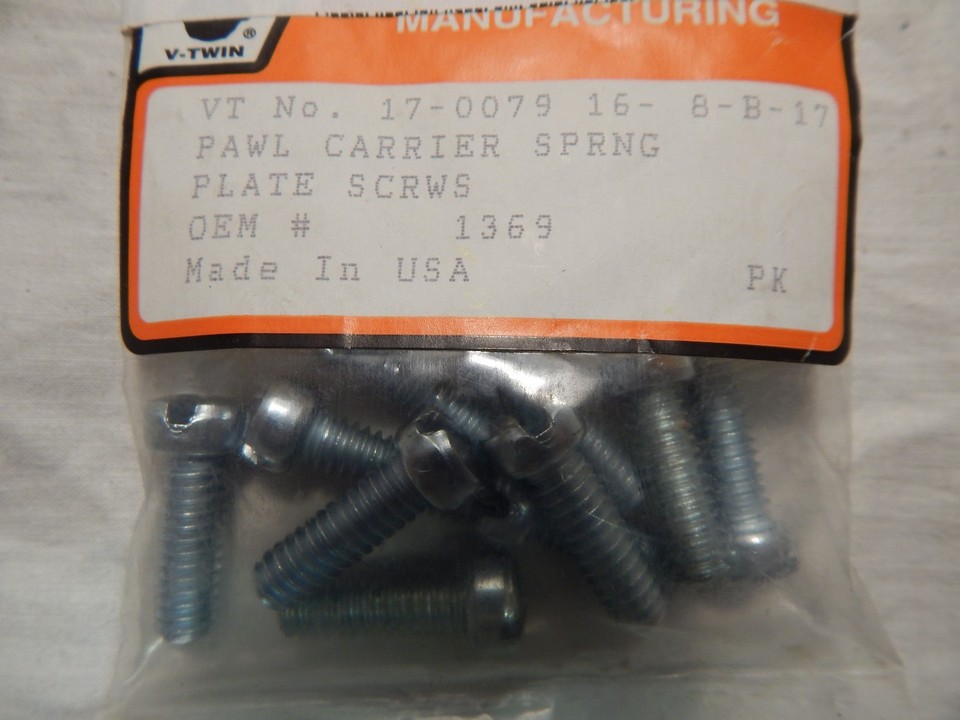 V-Twin MFG Pawl Carrier Spring Plate Screws For Harley P/N: 17-0079 | eBay