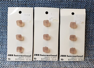 Vintage Lot 3 JHB International Buttons 1983 1/2” Frosted Pink Square ...