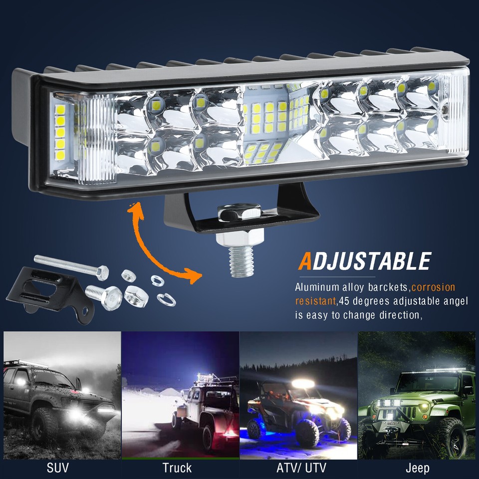 2/4PK 7"inch Round LED Work Light Bar Pods Driving Fog Headlight Truck ...