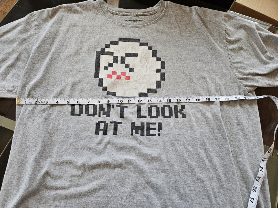 ThinkGeek Super Mario T-Shirt Gray Boo “Don’t Look At Me” Size 2XL ...