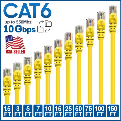 CAT6 CAT 6 Ethernet Cable Lan Network Internet Patch Cord Yellow POE ...
