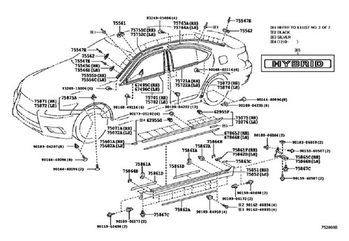 Toyota Genuine OEM Moulding sub-assy, front fender, lh 75602-50080-C0 ...