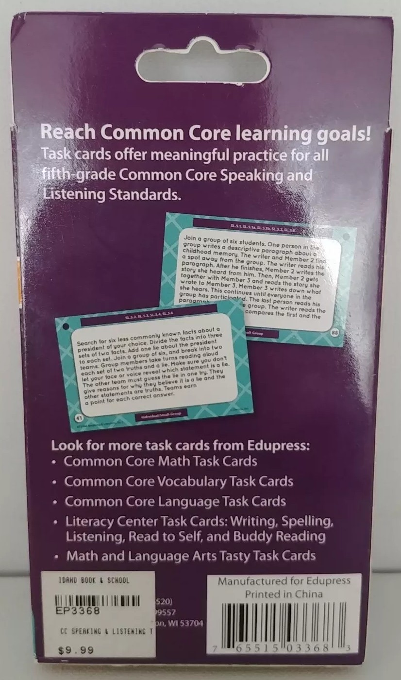 Common Core Speaking Listening Task Cards Grade 5 Edupress EBay common-core-speaking-listening-task-cards-grade-5-edupress-ebay