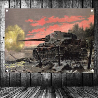 WW 2 German Tiger Tank Poster Wall Chart Military Art Banner Flag Home ...