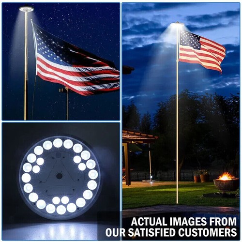 Solar Powered Flag Pole Light 26 LED Auto Active Super Bright ...