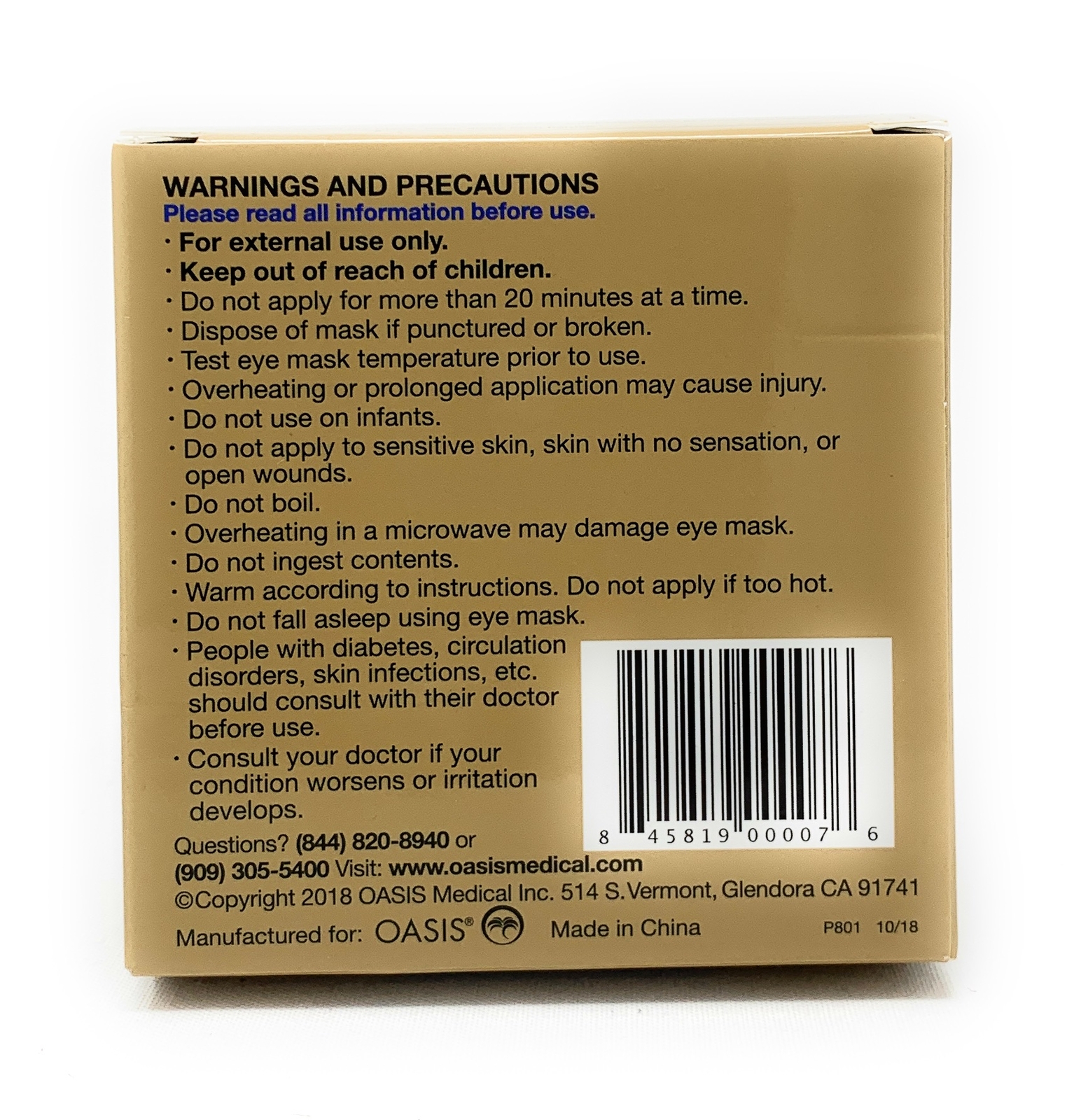 OASIS Rest & Relief Hot & Cold Eye Mask Beads Dry Eyes Symptoms Adjunct ...