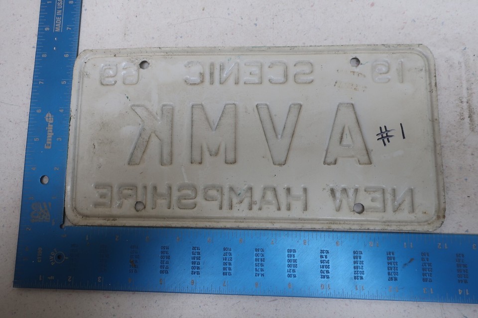 New Hampshire License Plate 1969 69 NH Vanity Initials Monogram AV MK ...