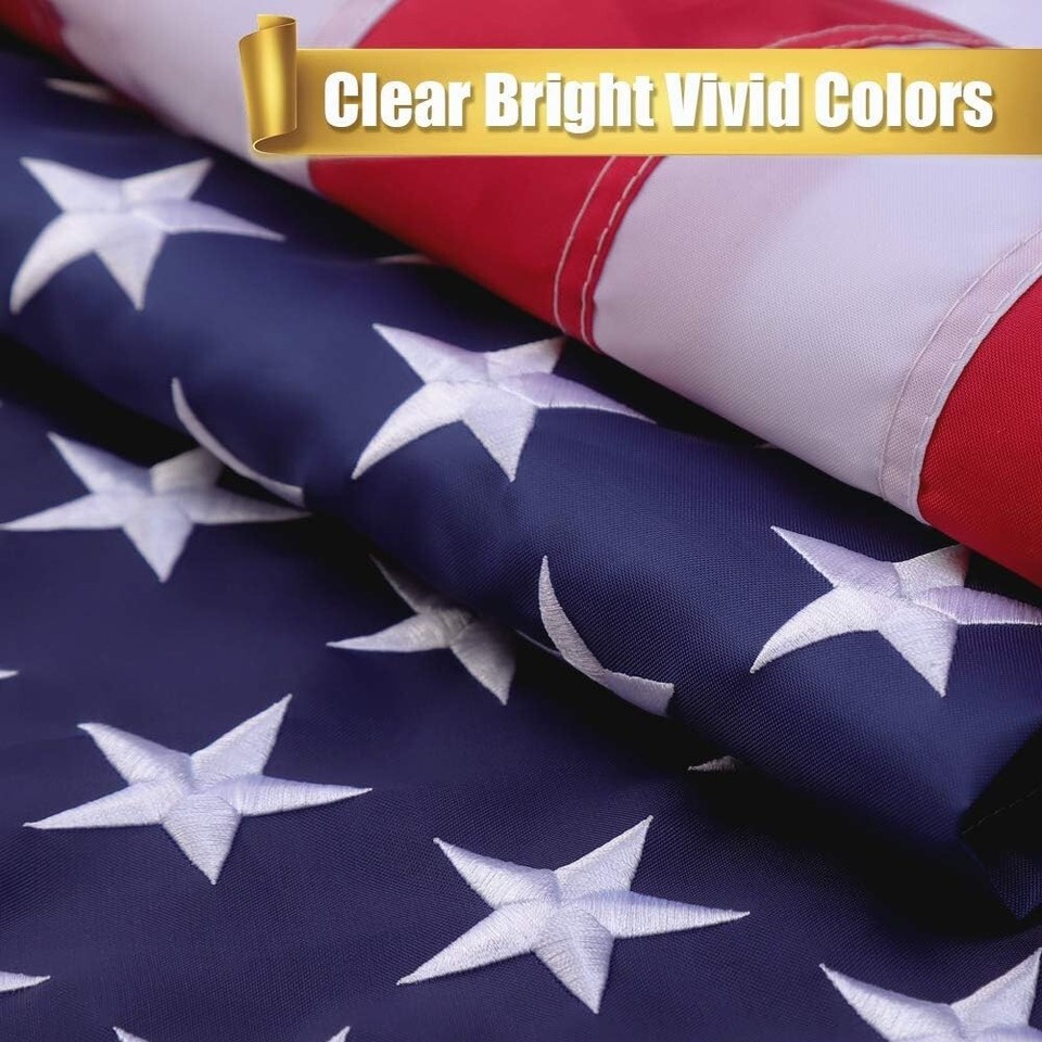 American Flag Large US Flags Made in USA Heavy Duty Embroidered Stars 6 ...