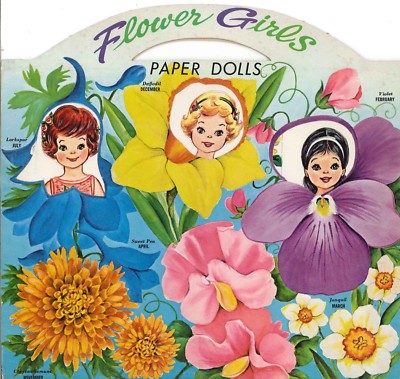 VINTGE 1960s FLOWER GIRLS PAPER DOLL ~12 PG CUTE ORIG SIZE UNCUT REPOR ...