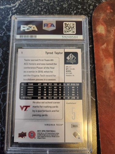 2011 SP AUTHENTIC TYROD TAYLOR ROOKIE PSA 10 GEM MINT LOW POP | eBay