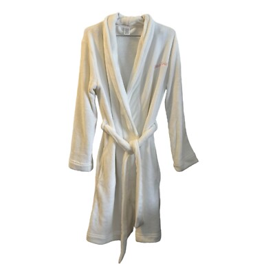 CALVIN KLEIN Plush Bridal White Bathrobe Lounge Pockets Sash/Belt ...