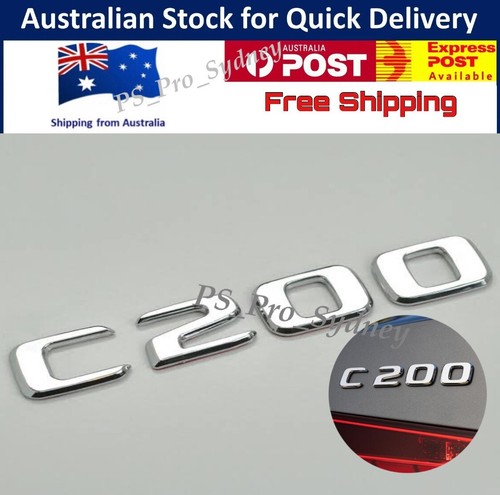 Chrome C200 Mercedes Rear Trunk Emblems Logo Badge Letters Numbers AUS ...
