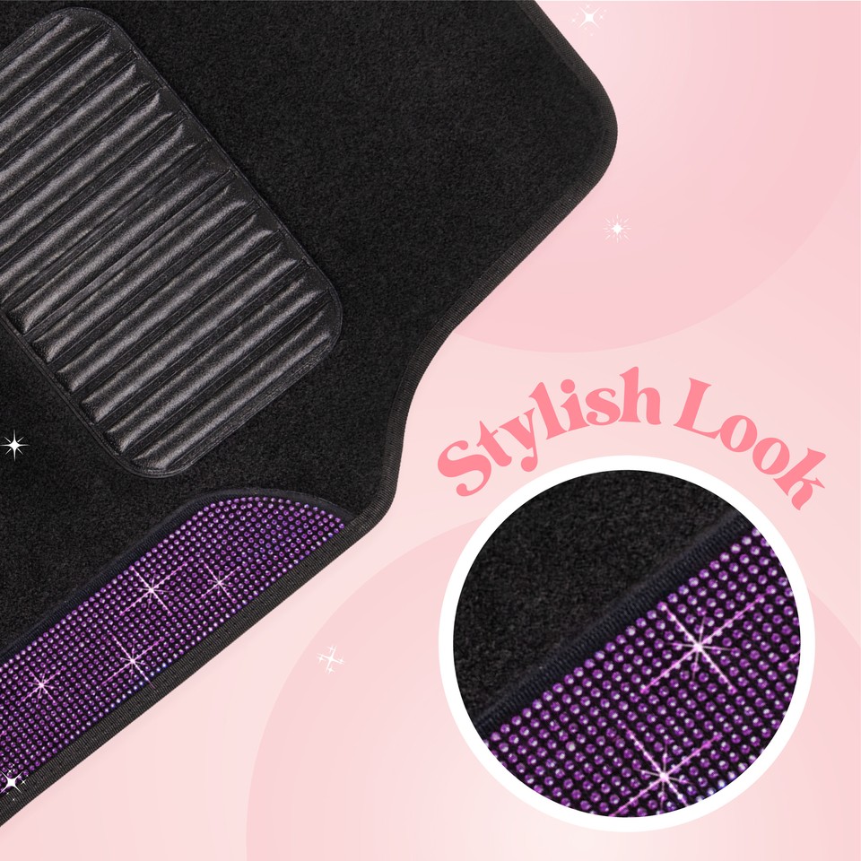 Carbella 4-Piece Diamond Bling Front Floor Mats and Rear Floor Mats ...