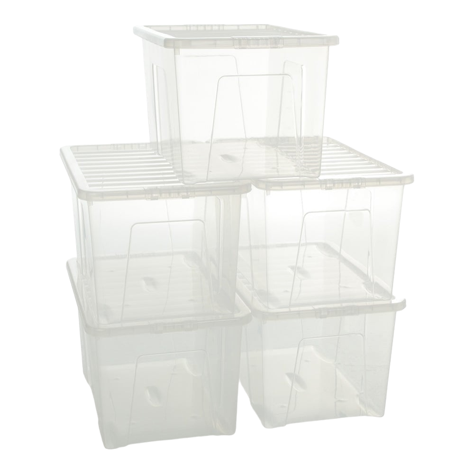 4L-80L Clear Plastic Storage Boxes With Lids Home Office Kitchen ...