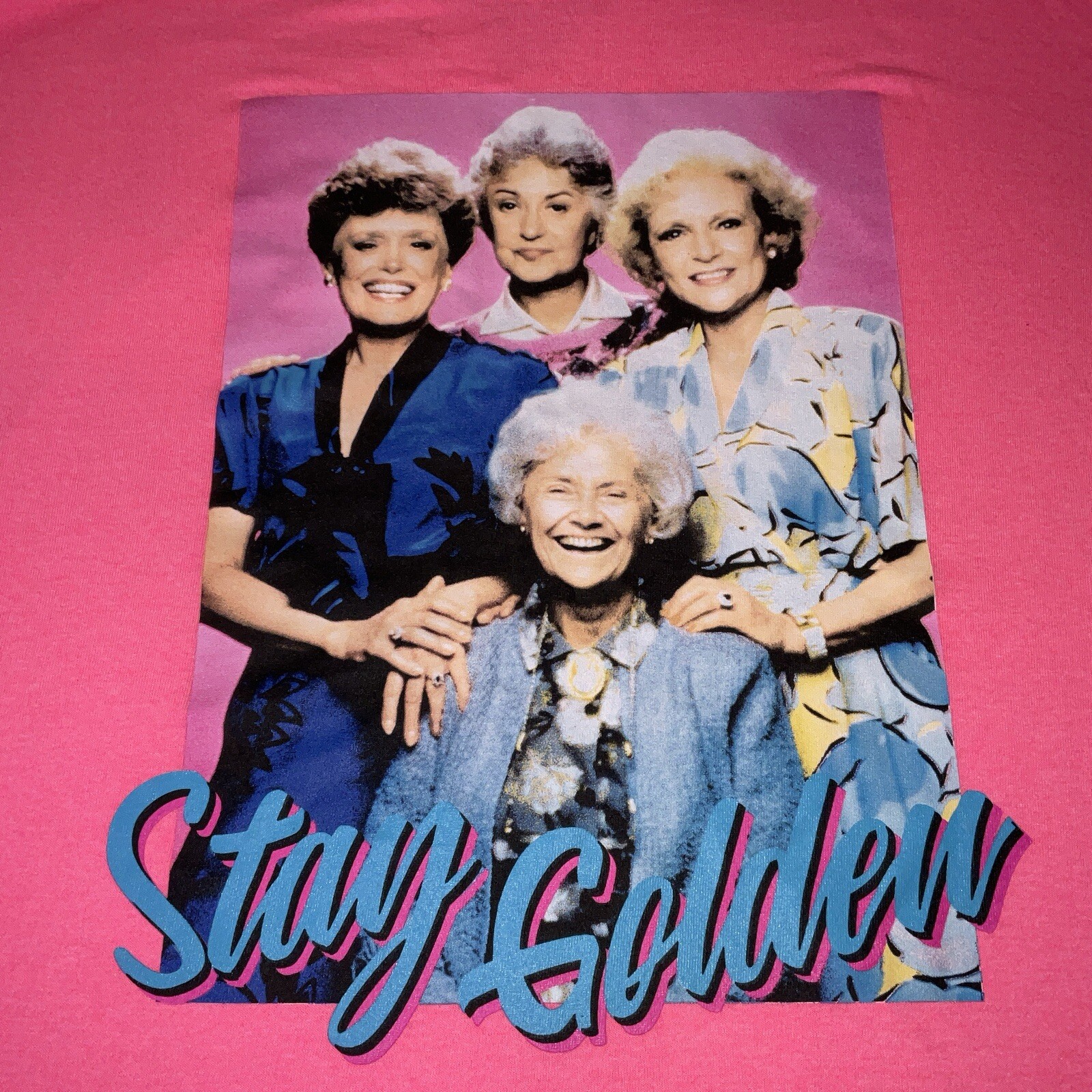 Golden Girls Neon Hot Pink Group Photo Adult Size XL … - Gem