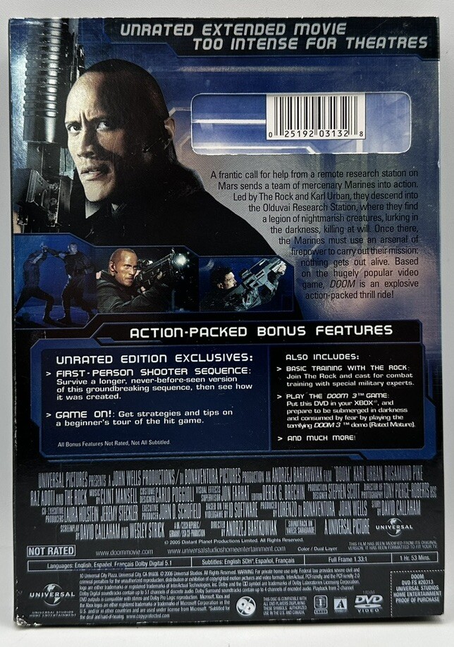 Doom DVD Unrated Extended Edition Karl Urban & The Rock Free Shipping ...