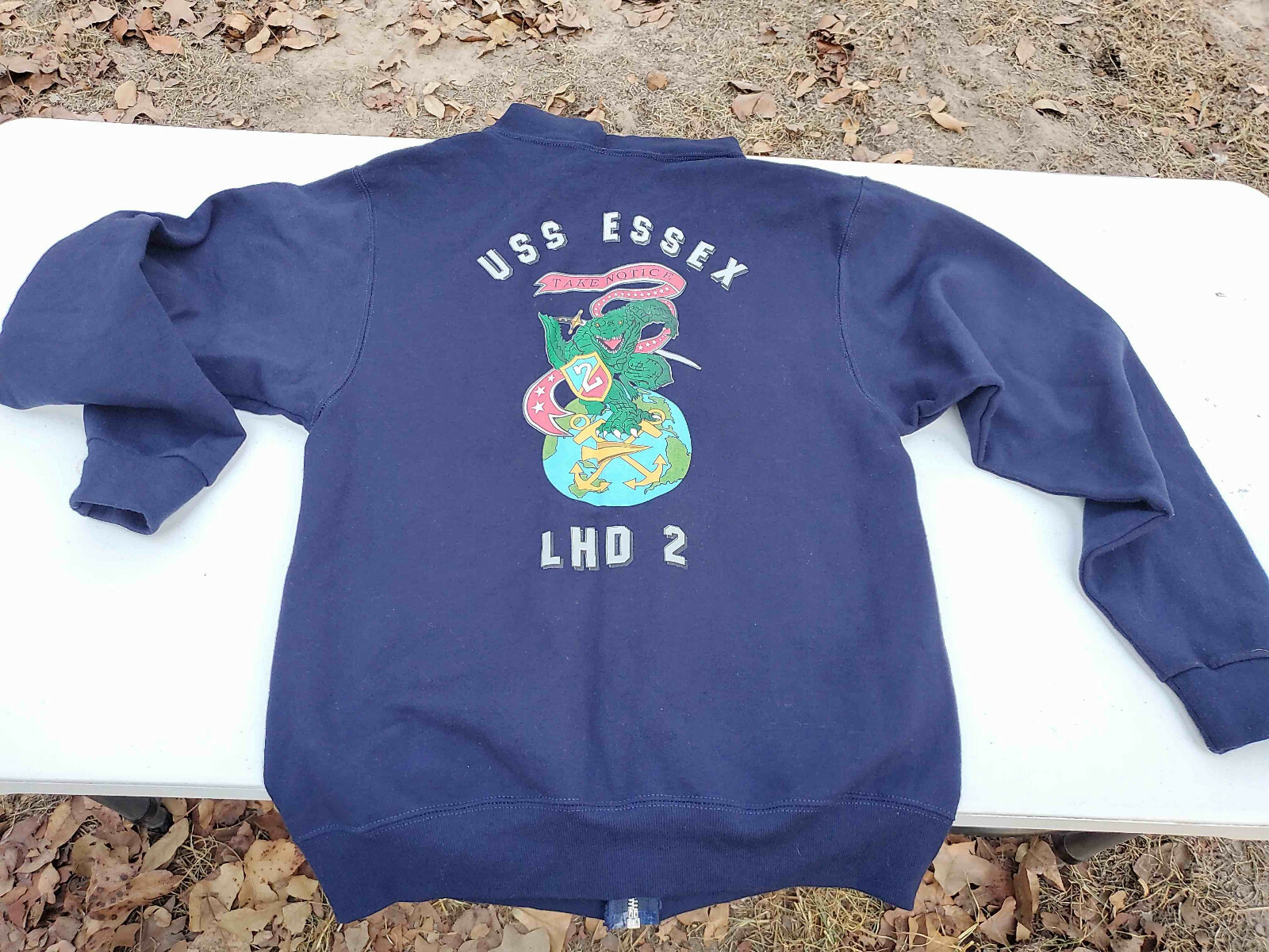 US NAVY PRIDE USS ESSEX LHD-2 IRON GATOR Jacket Hooid… - Gem