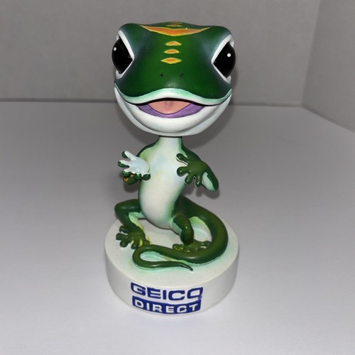 Geico GECKO Direct Mascot Bobblehead Green Ceramic 6” Tall Lizard Promo ...