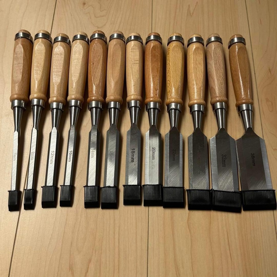 [12-Piece Set] Woodworking Chisel Set with Blade Cover, Flat Chisel | eBay
